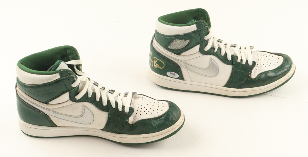 Larry Bird Signed Pair Of Nike Air Jordan Basketball Shoes (PSA ...
