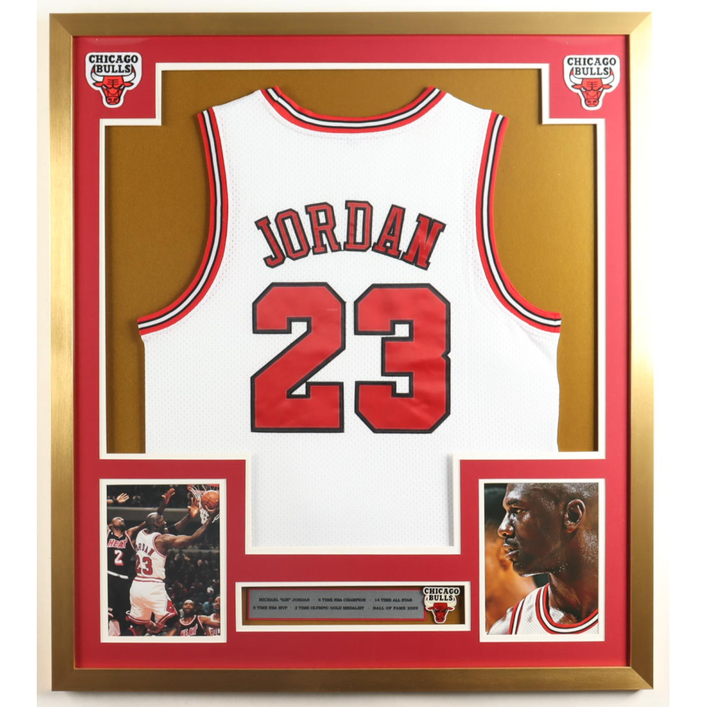 Michael Jordan Custom Framed Jersey Display With Official Bulls Metal ...