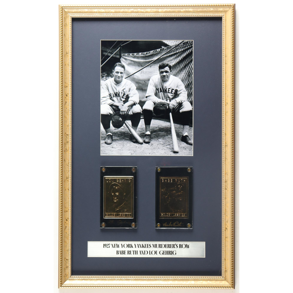 "1927 Yankees Murderer's Row" Custom Framed Photo with Set of (2) Babe ...