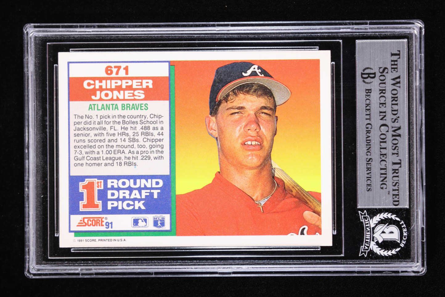 Chipper Jones Signed 1991 Score #671 RC (BGS) | Pristine Auction