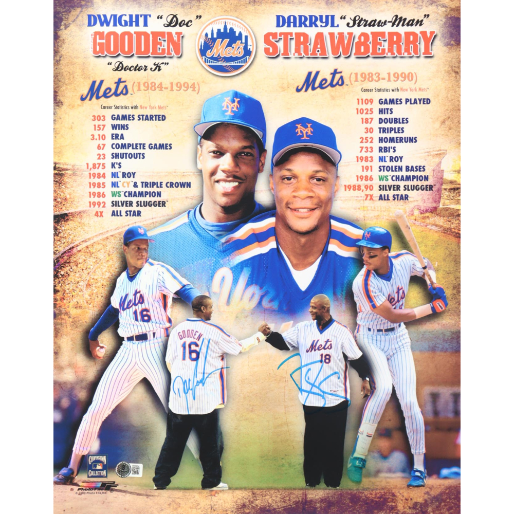 Doc Gooden & Daryl Strawberry Signed Mets 16x20 Photo (Beckett) | Pristine Auction