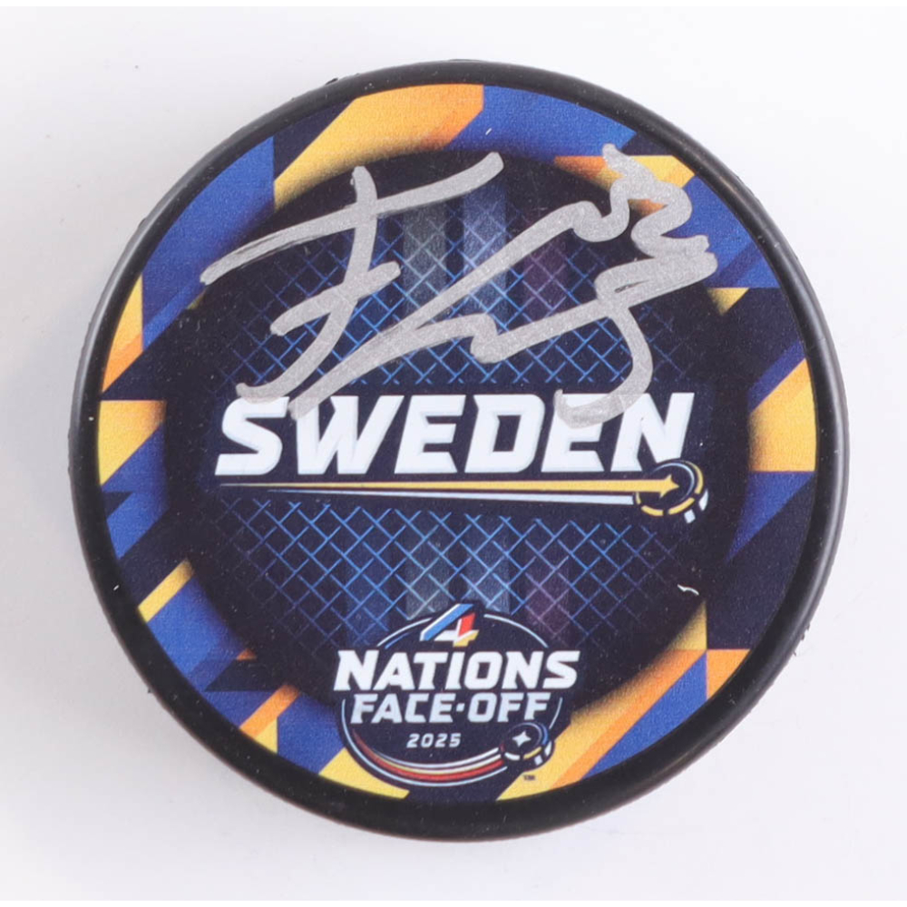 Filip Gustavsson Signed 2025 Nations Face-Off Logo Hockey Puck (JSA ...