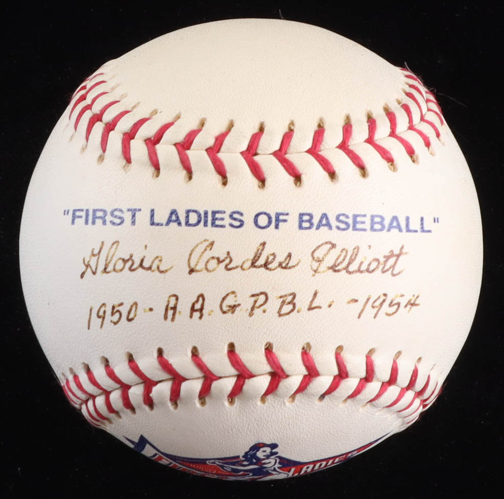 Gloria Cordes Elliott Signed "First Ladies of Baseball" Logo Baseball ...