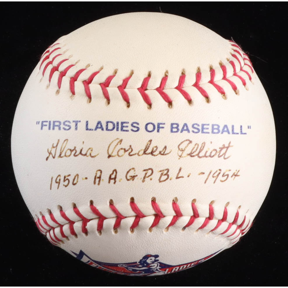 Gloria Cordes Elliott Signed "First Ladies of Baseball" Logo Baseball ...
