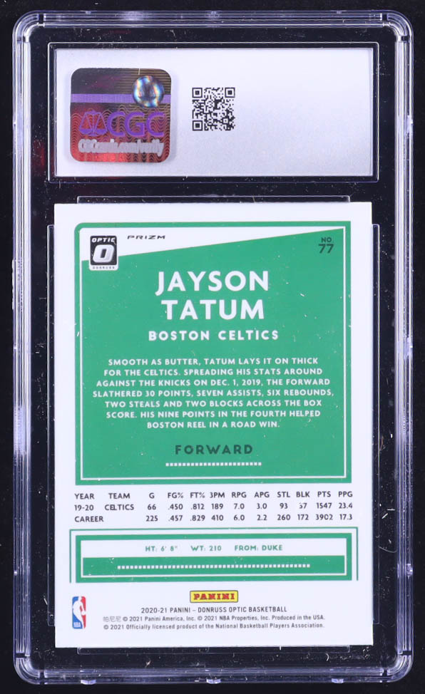 Jayson Tatum 2020-21 Donruss Optic Fanatics Exclusive Set #77 (CGC 10 ...