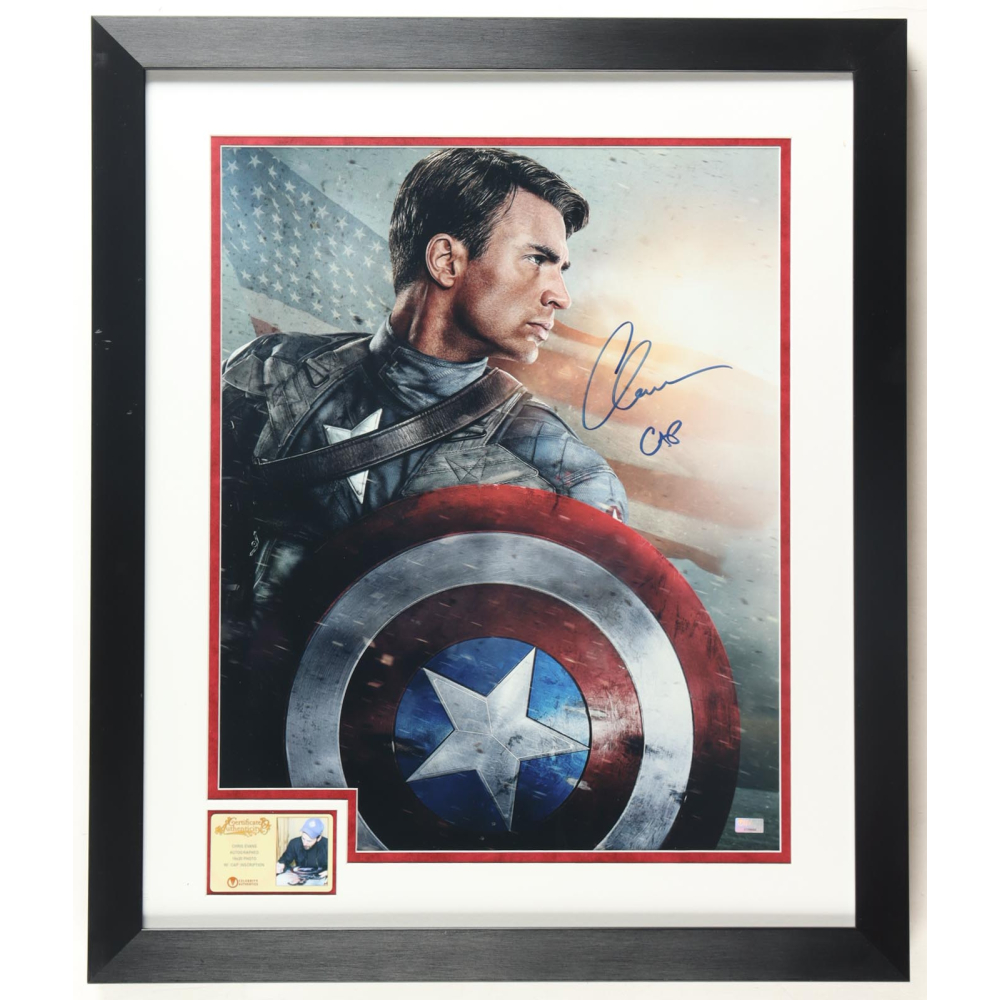 Chris Evans Signed "Captain America" Custom Framed Photo Inscribed "Cap ...