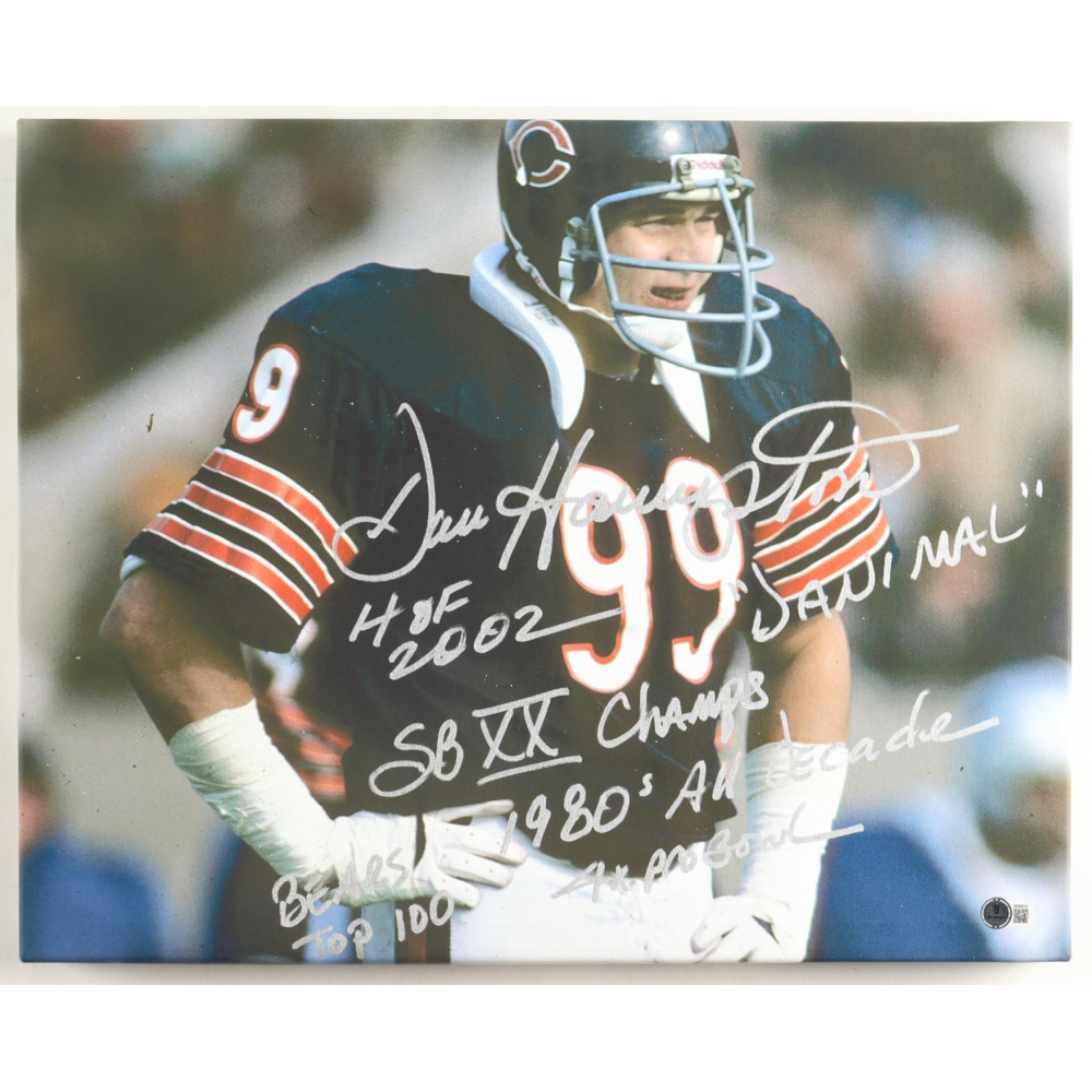 Dan Hampton Signed Bears 16.25 x 20.25 Stretched Canvas Photo with ...