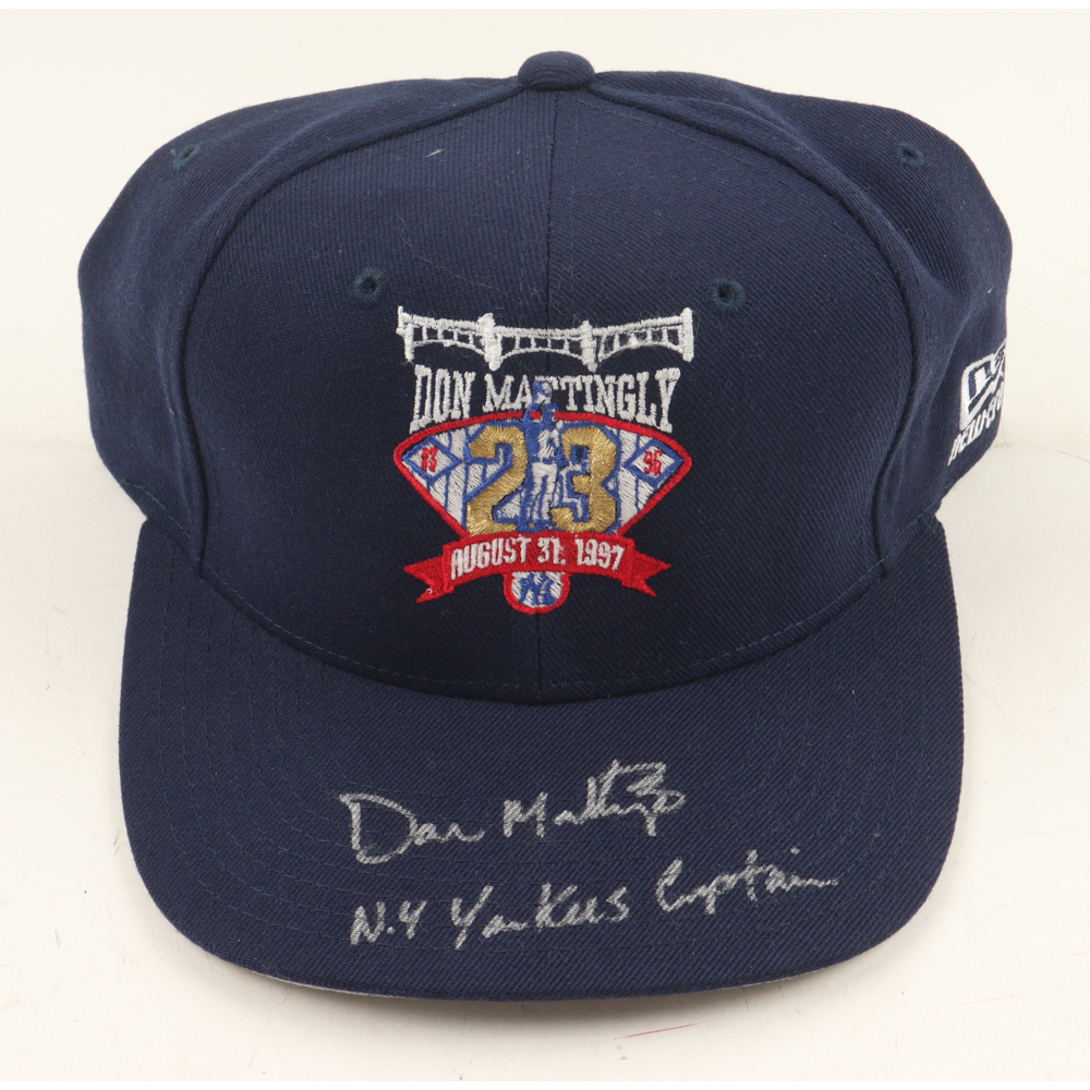 Don Mattingly Signed Yankees Player Number Retirement Logo Adjustable ...