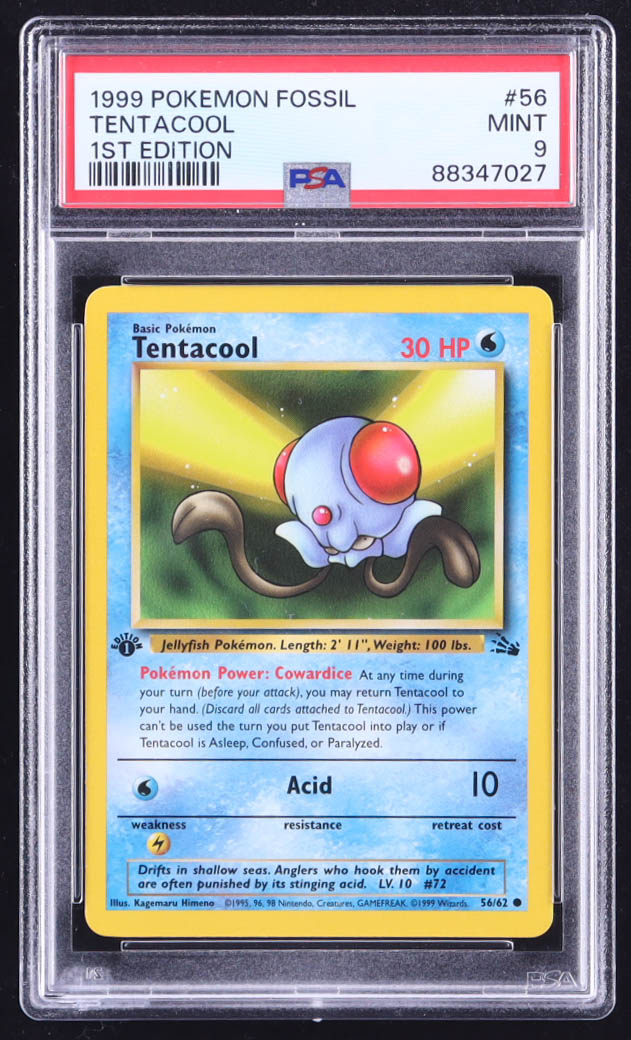 Tentacool 1999 Pokemon Fossil First Edition #56 (PSA 9) | Pristine Auction