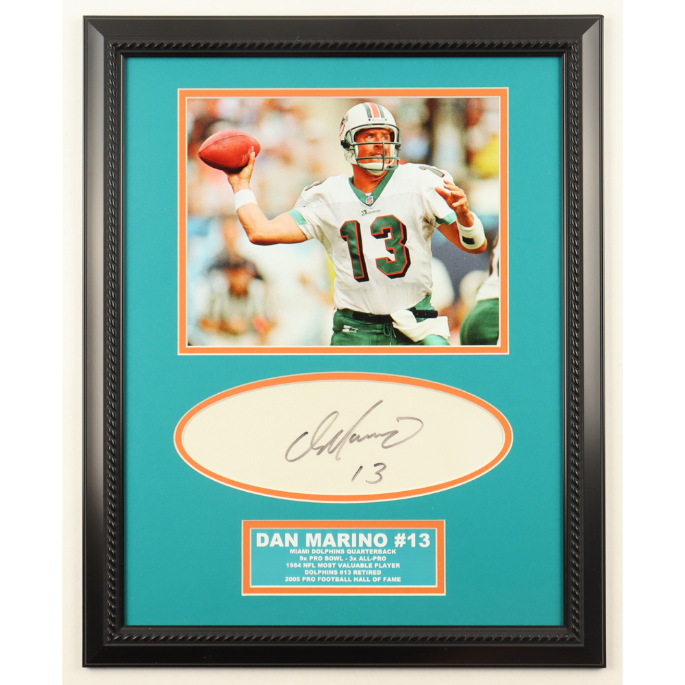 Dan Marino Signed Custom Framed Football Panel Cut Display (Beckett ...