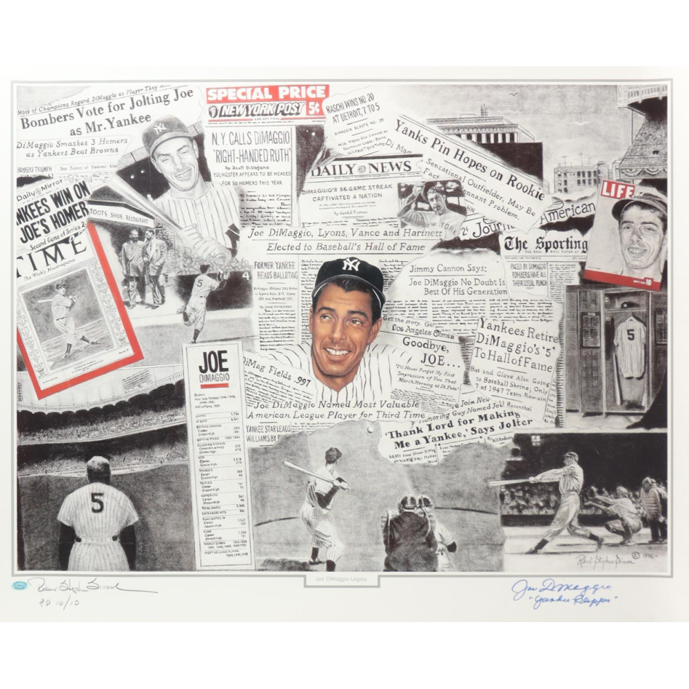 Joe DiMaggio Signed LE Yankees 26x32 Lithograph By Robert Stephen Simon ...
