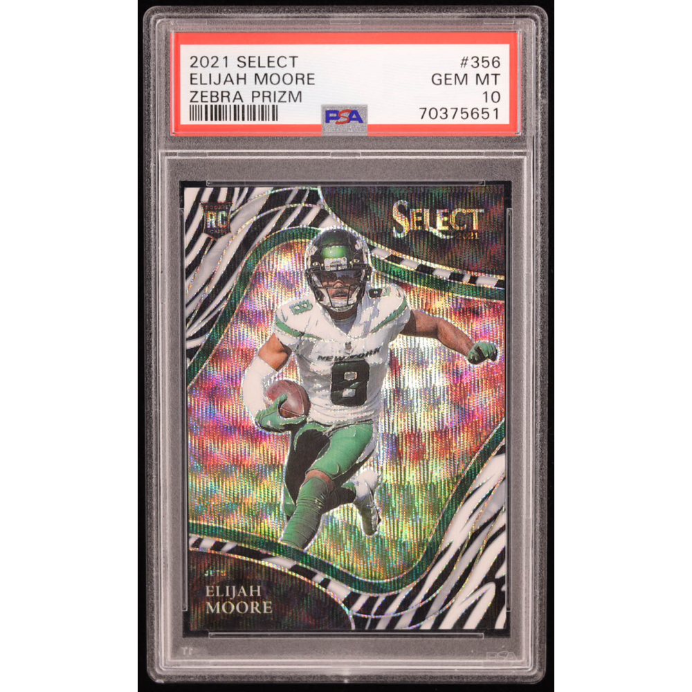 Elijah Moore 2021 Select Prizm Zebra #356 RC (PSA 10) | Pristine Auction