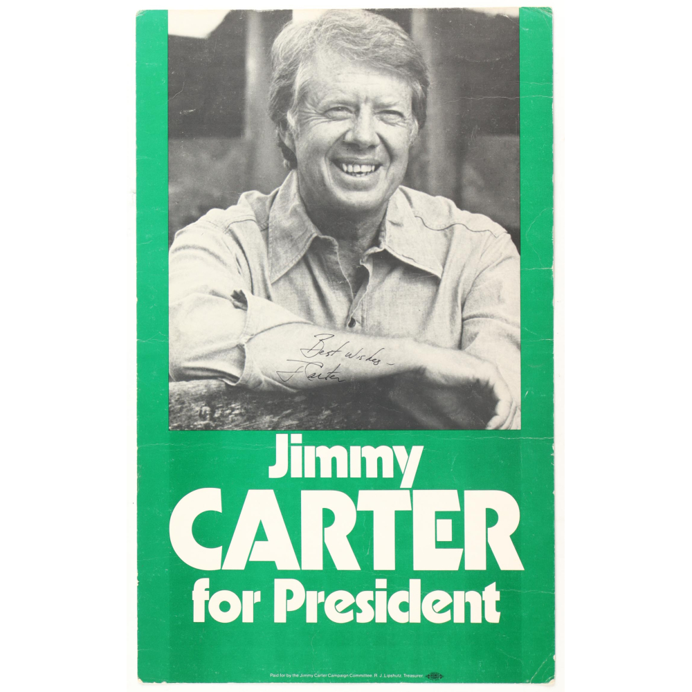 Jimmy Carter Signed Vintage Presidential Campaign Poster Inscribed ...