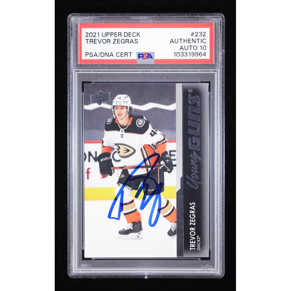 Trevor Zegras Signed 2021 Upper Deck Young Guns #232 (PSA Auto Grade 10 ...