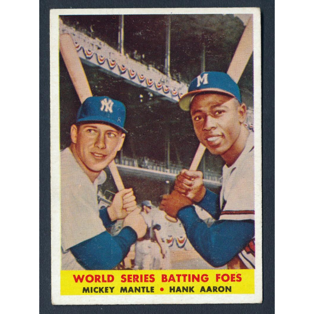 Mickey Mantle / Hank Aaron 1958 Topps #418 World Series Batting Foes ...