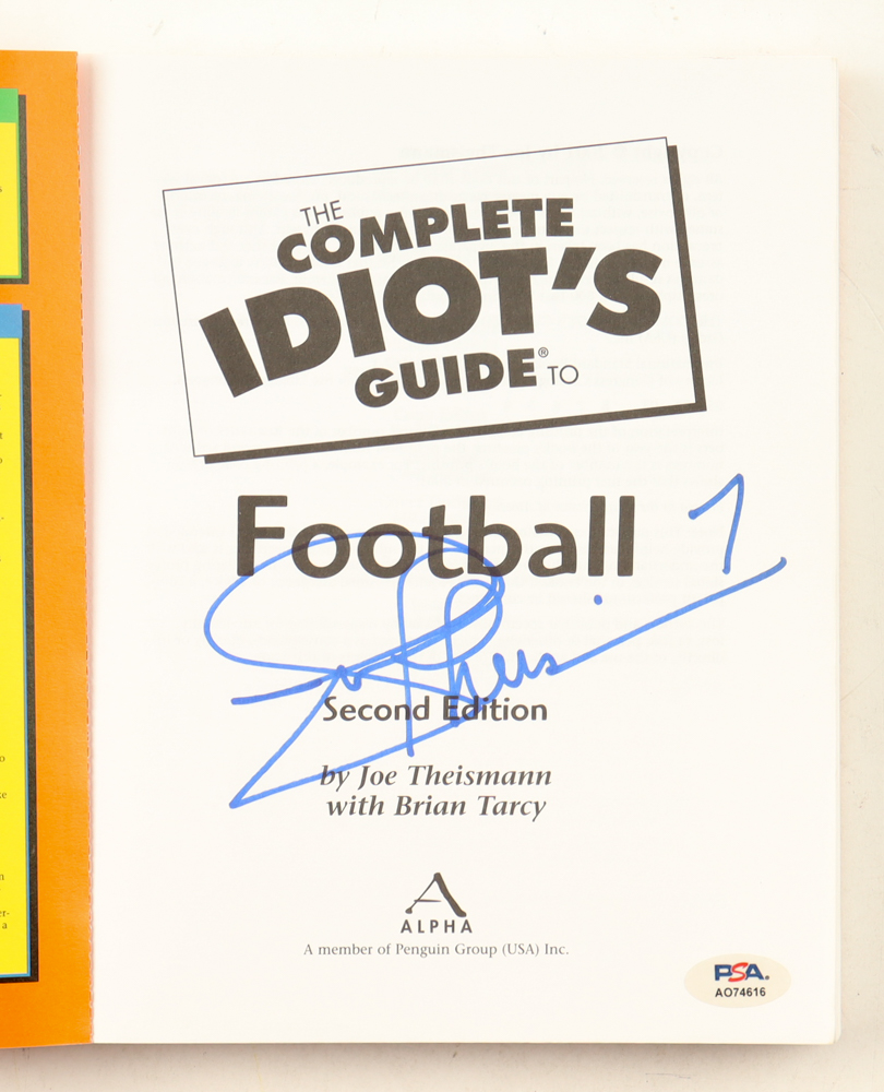 Joe Theismann Signed "The Complete Idiot's Guide to Football" Soft ...