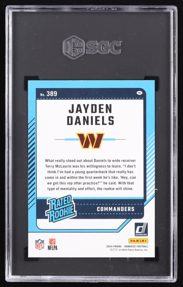 Jayden Daniels 2024 Donruss #389 RC (SGC 10) | Pristine Auction