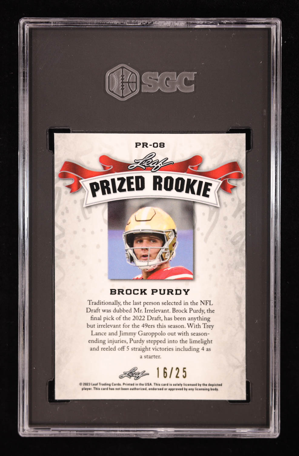 Brock Purdy 2023 Leaf Metal Special Release Prized Rookie Mojo Silver # ...