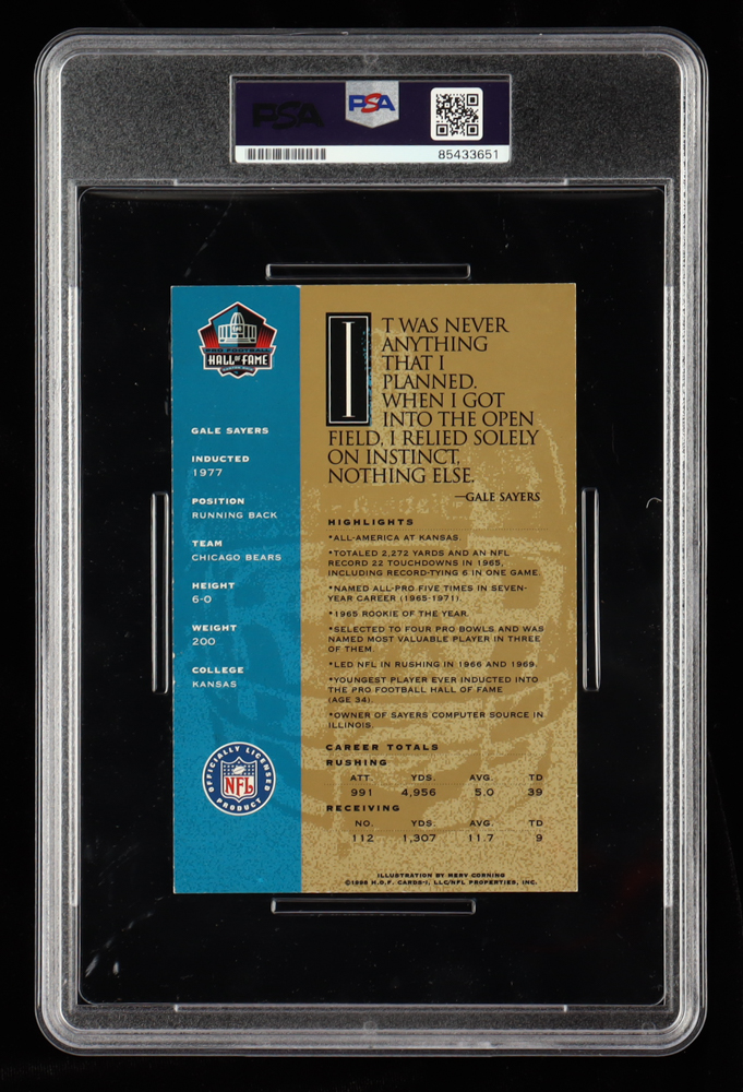 Gale Sayers Signed 1998 NFL Hall of Fame Signature Series Art Card ...