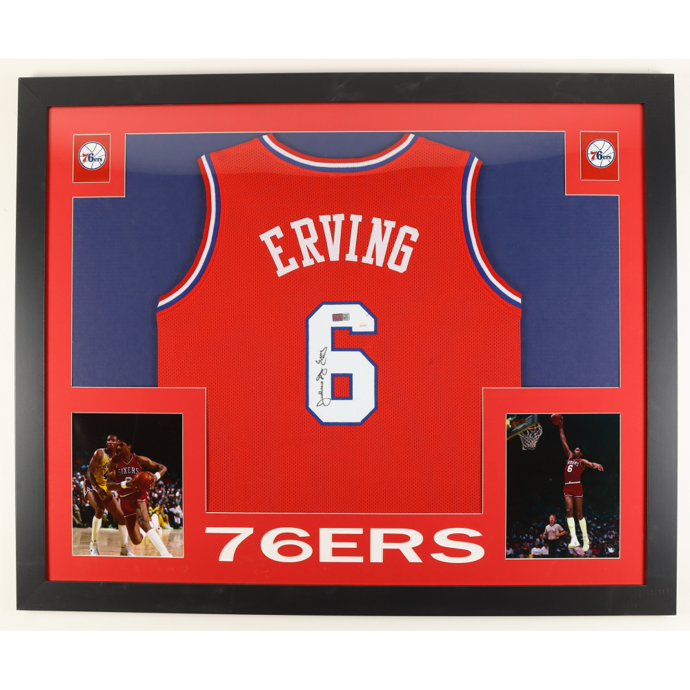 Julius Erving Signed Custom Framed Jersey Display (JSA & PIA) | Pristine Auction