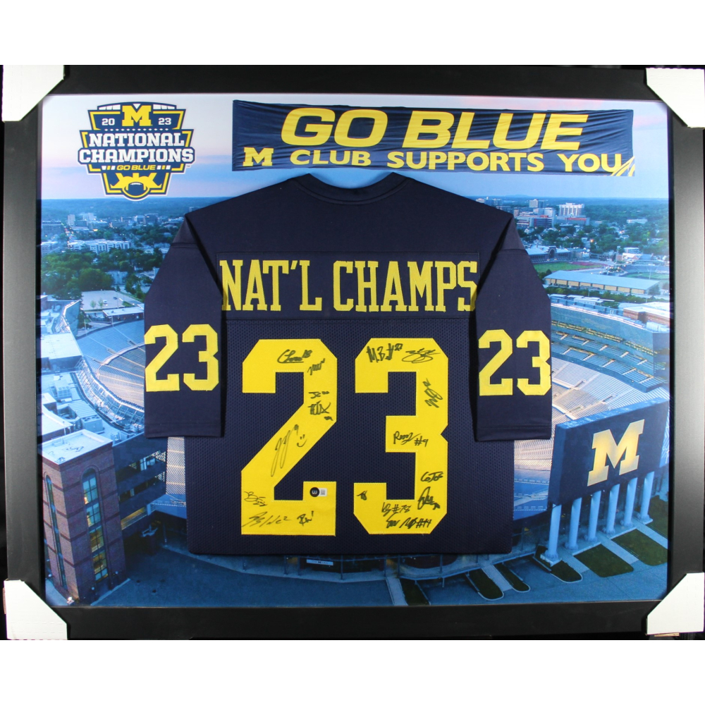 2023 National Champions Michigan Wolverines Custom Framed Jersey ...