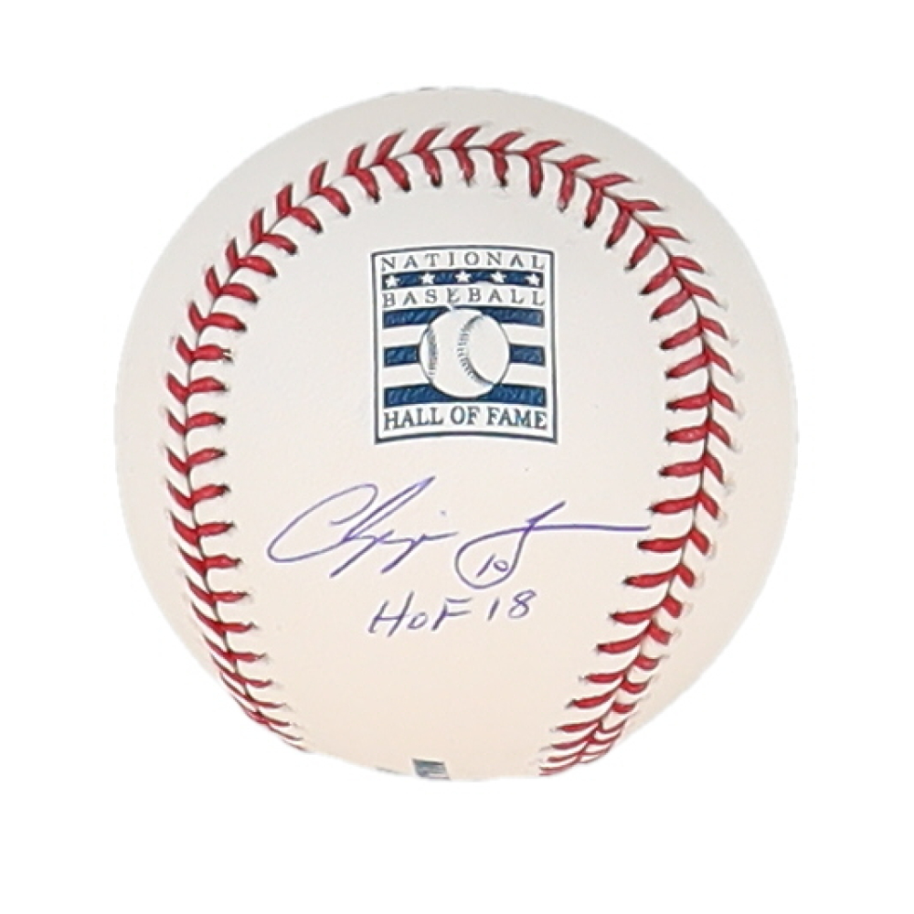Chipper Jones Signed OML Hall of Fame Logo Baseball Inscribed "HOF 18 ...