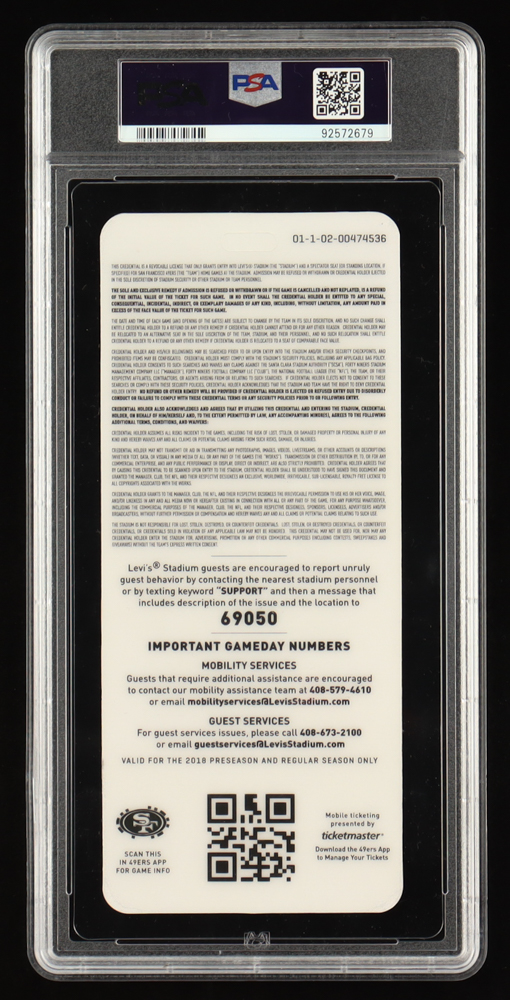 Fred Warner Signed 2018 Rookie Season NFL Season Ticket at Levi's ...