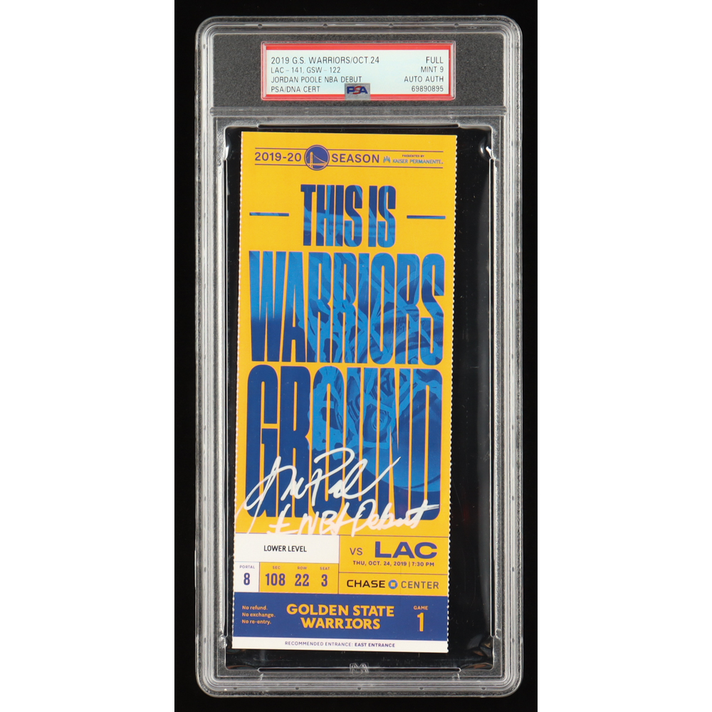 Jordan Poole Signed 2019 NBA Debut Game Ticket Inscribed "NBA Debut ...