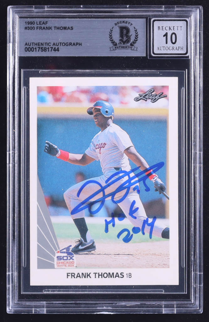 Frank Thomas Signed 1990 Leaf #300 RC Inscribed "HOF 2014" (BGS ...