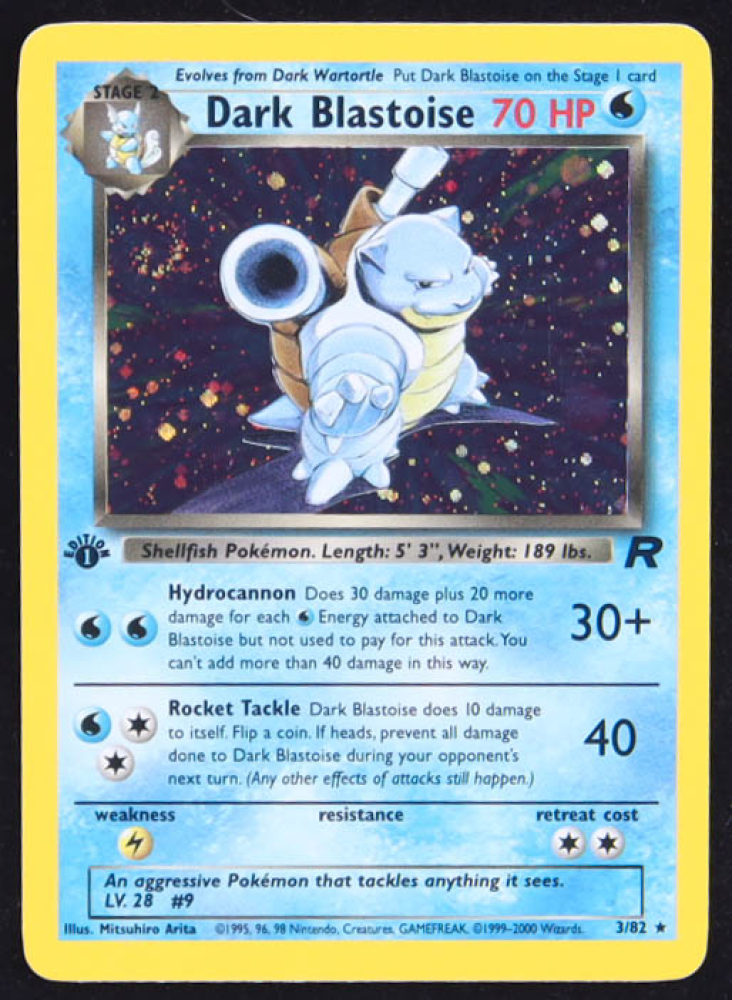 Dark Blastoise 2000 Pokemon Team Rocket 1st Edition #3 HOLO | Pristine ...