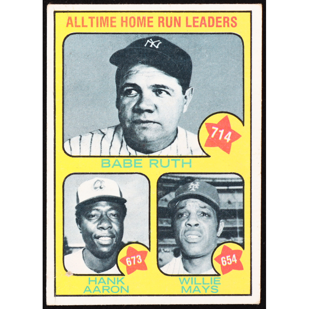 Babe Ruth / Hank Aaron / Willie Mays 1973 Topps #1 / All-Time Home Run ...