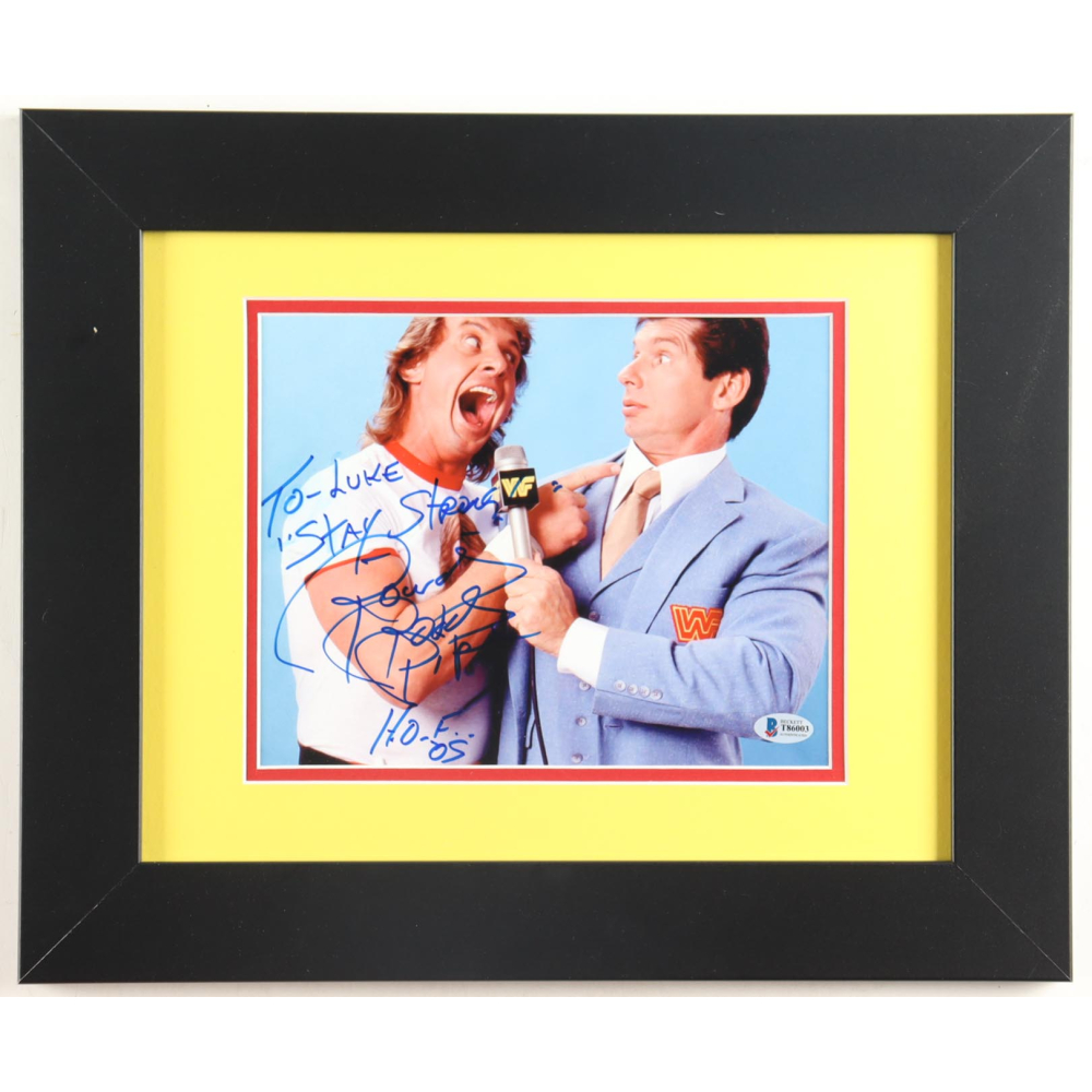 Rowdy Roddy Piper Signed Custom Framed WWE Photo Inscribed "Stay Strong ...