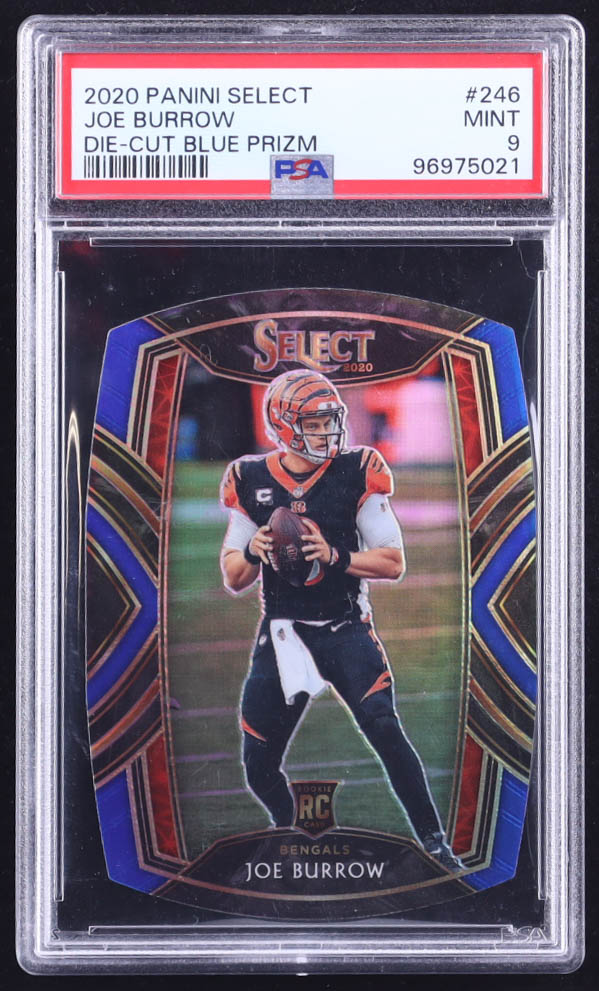 Joe Burrow 2020 Select Prizm Blue Die Cut #246 RC (PSA 9) | Pristine ...