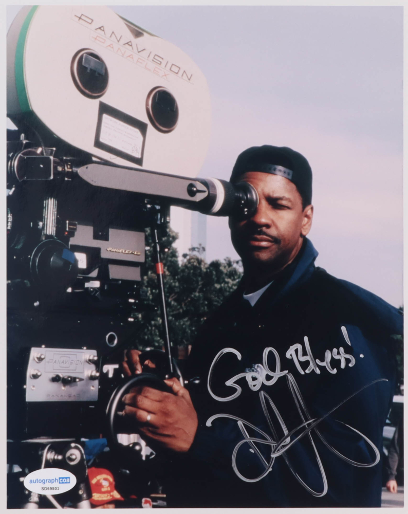 Denzel Washington Signed 8x10 Photo Inscribed "God Bless" (AutographCOA ...