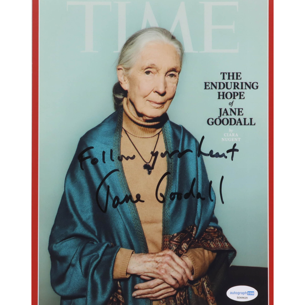 Jane Goodall Signed 8x10 Photo Inscribed "Follow Your Heart ...