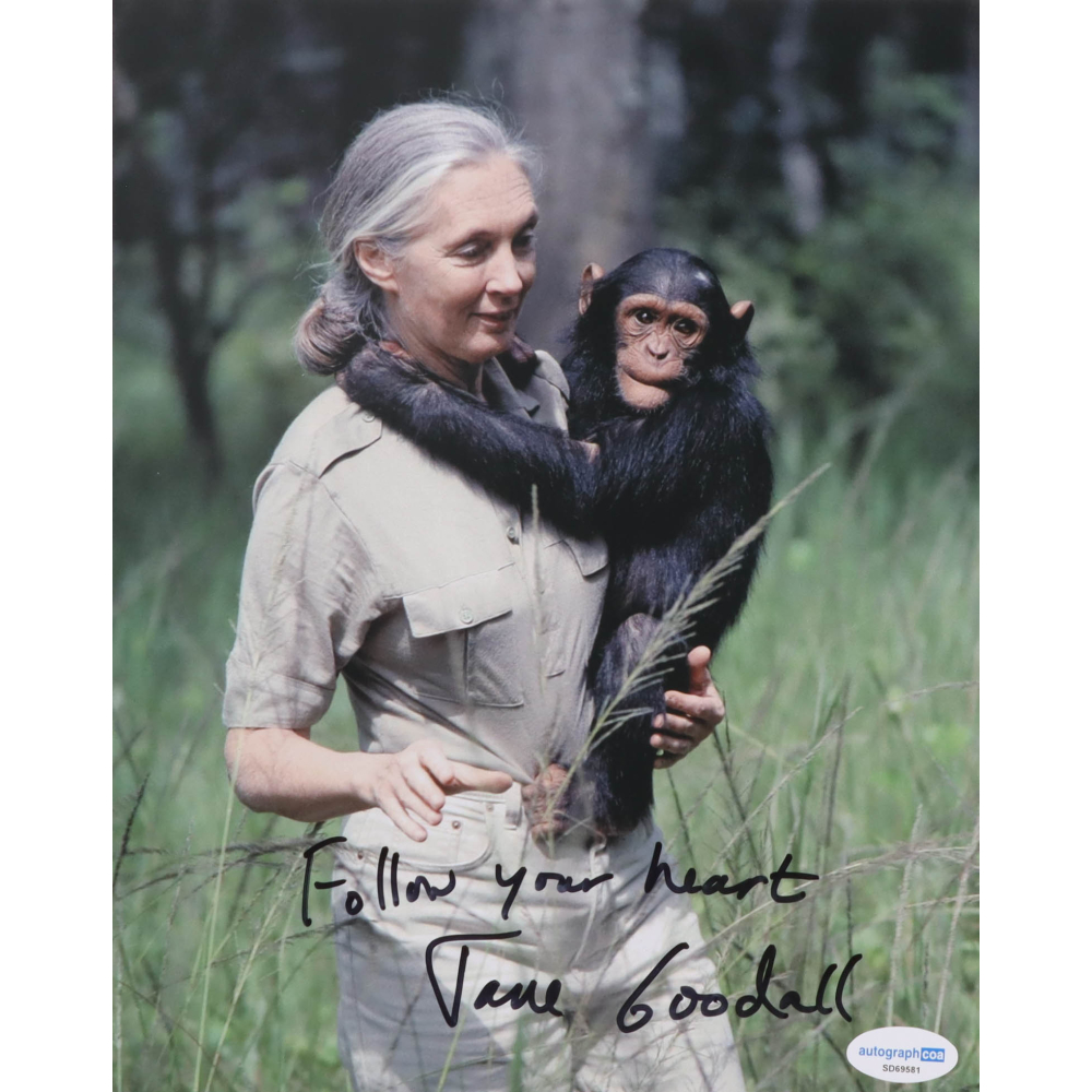 Jane Goodall Signed 8x10 Photo Inscribed "Follow Your Heart ...