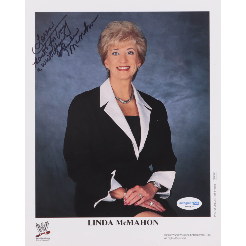 Linda McMahon Signed WWE 8x10 Photo Inscribed "Thanks For Being A WWE ...