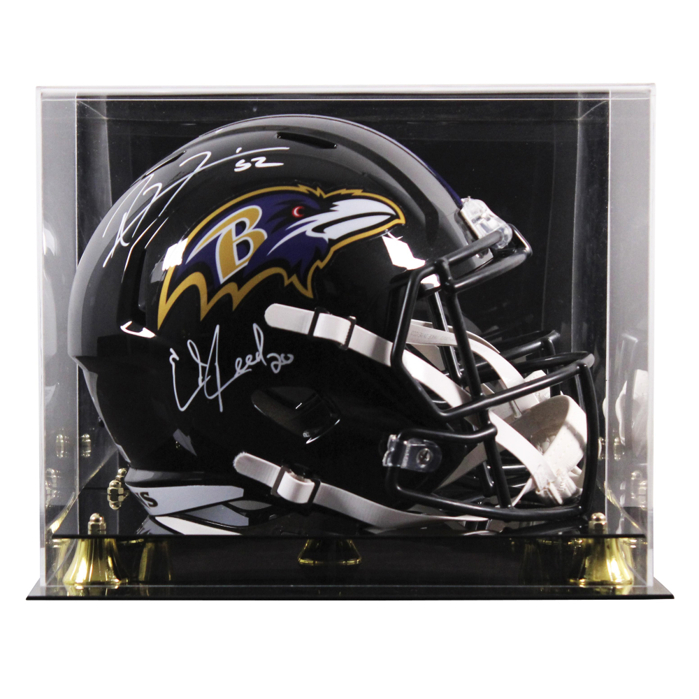 Ray Lewis & Ed Reed Signed Ravens Full-Size Speed Helmet with Display ...