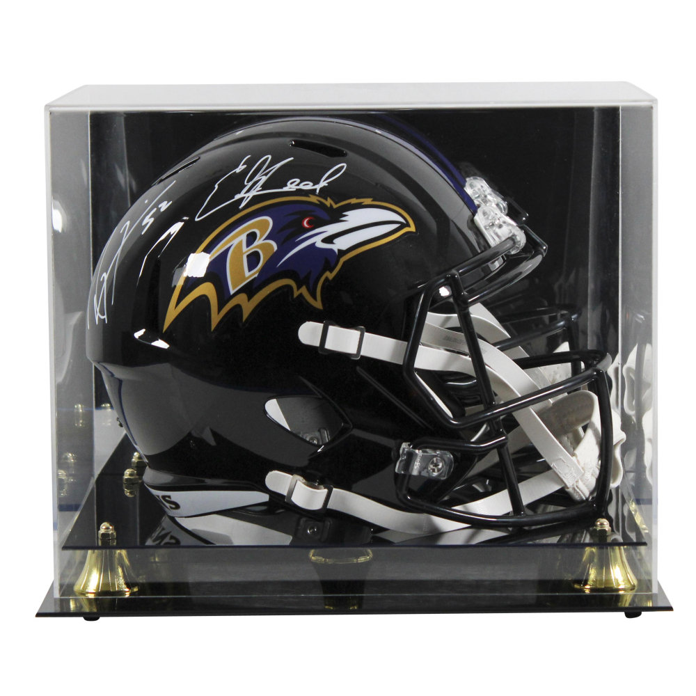 Ray Lewis & Ed Reed Signed Ravens Full-Size Speed Helmet with Display ...