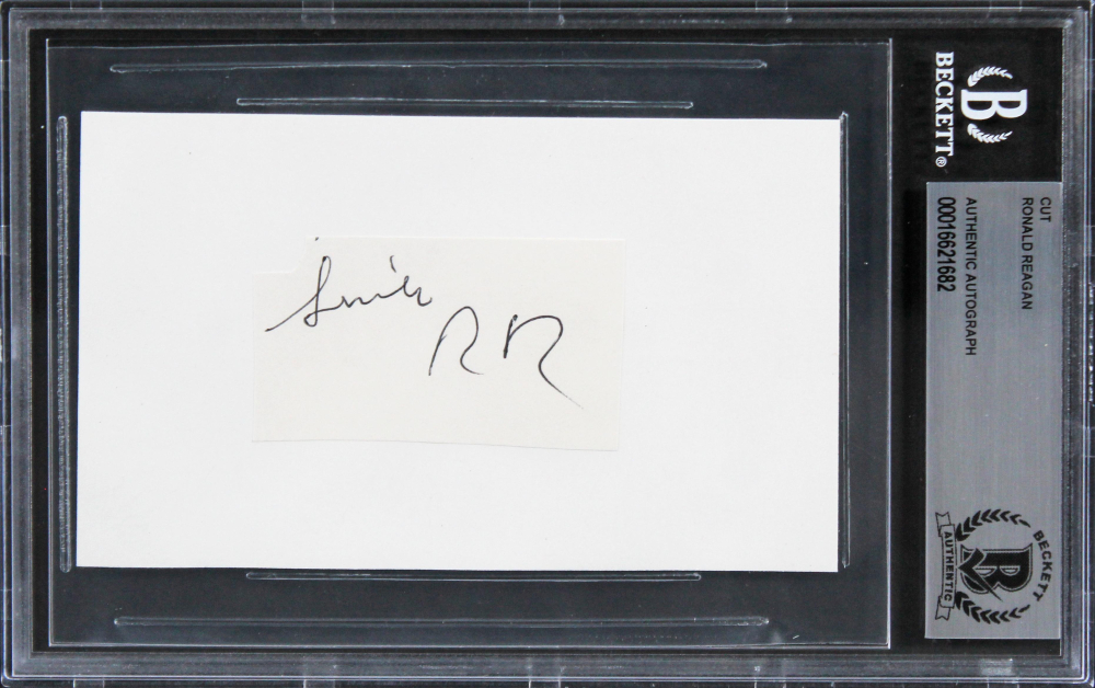 Ronald Reagan Signed 1.5x2.5 Cut (BGS) | Pristine Auction