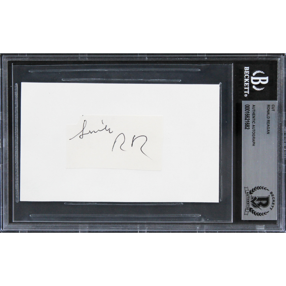 Ronald Reagan Signed 1.5x2.5 Cut (BGS) | Pristine Auction
