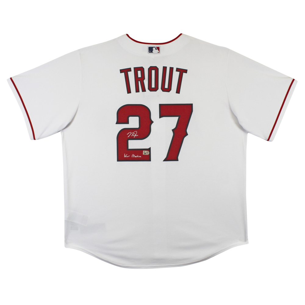 Mike Trout Signed Angels Authentic Nike Jersey Inscribed "War Machine ...
