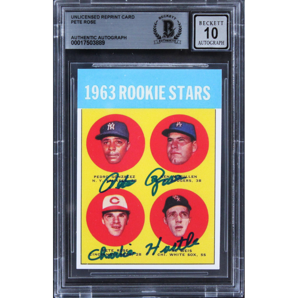 Pete Rose Signed 1963 Topps #537 Rookie Stars / Pedro Gonzalez RC / Ken ...