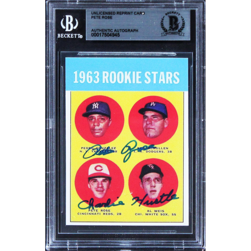 Pete Rose Signed 1963 Topps #537 Rookie Stars / Pedro Gonzalez RC / Ken ...