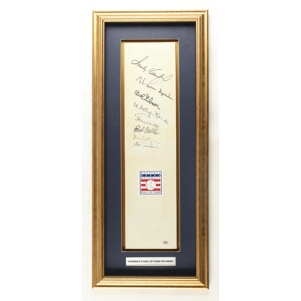 "Baseball's Hall Of Fame" Custom Framed Pitching Rubber Signed By (8 ...
