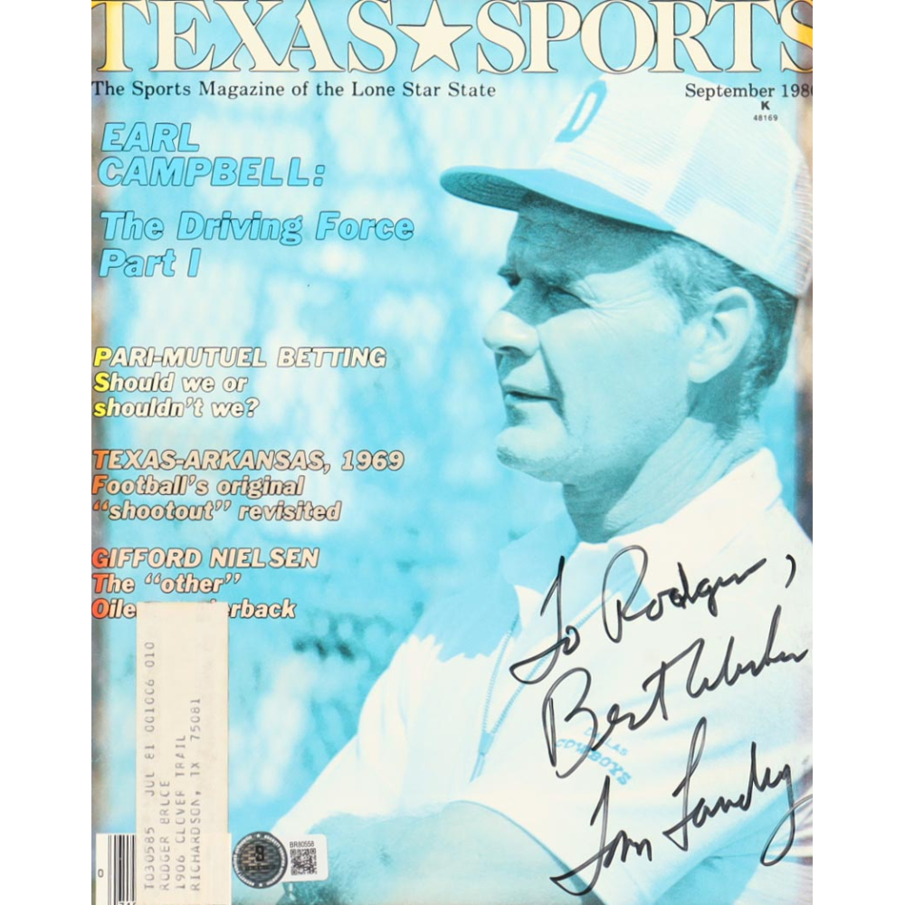 Tom Landry Signed 8x10 Magazine Cover Cut Inscribed "Best Wishes" (Beckett) | Pristine Auction