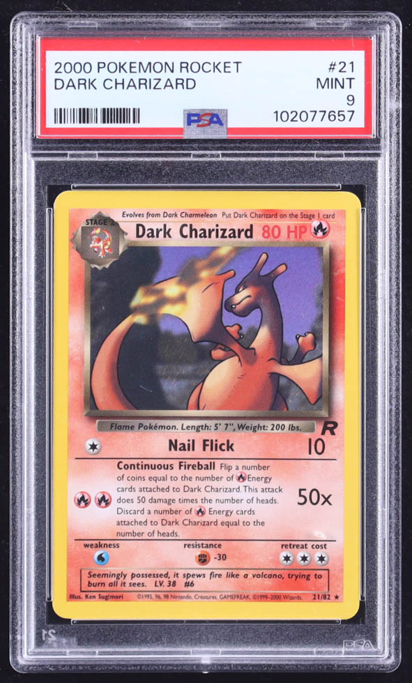 Dark Charizard 2000 Pokemon Team Rocket Unlimited #21 (PSA 9) | Pristine Auction