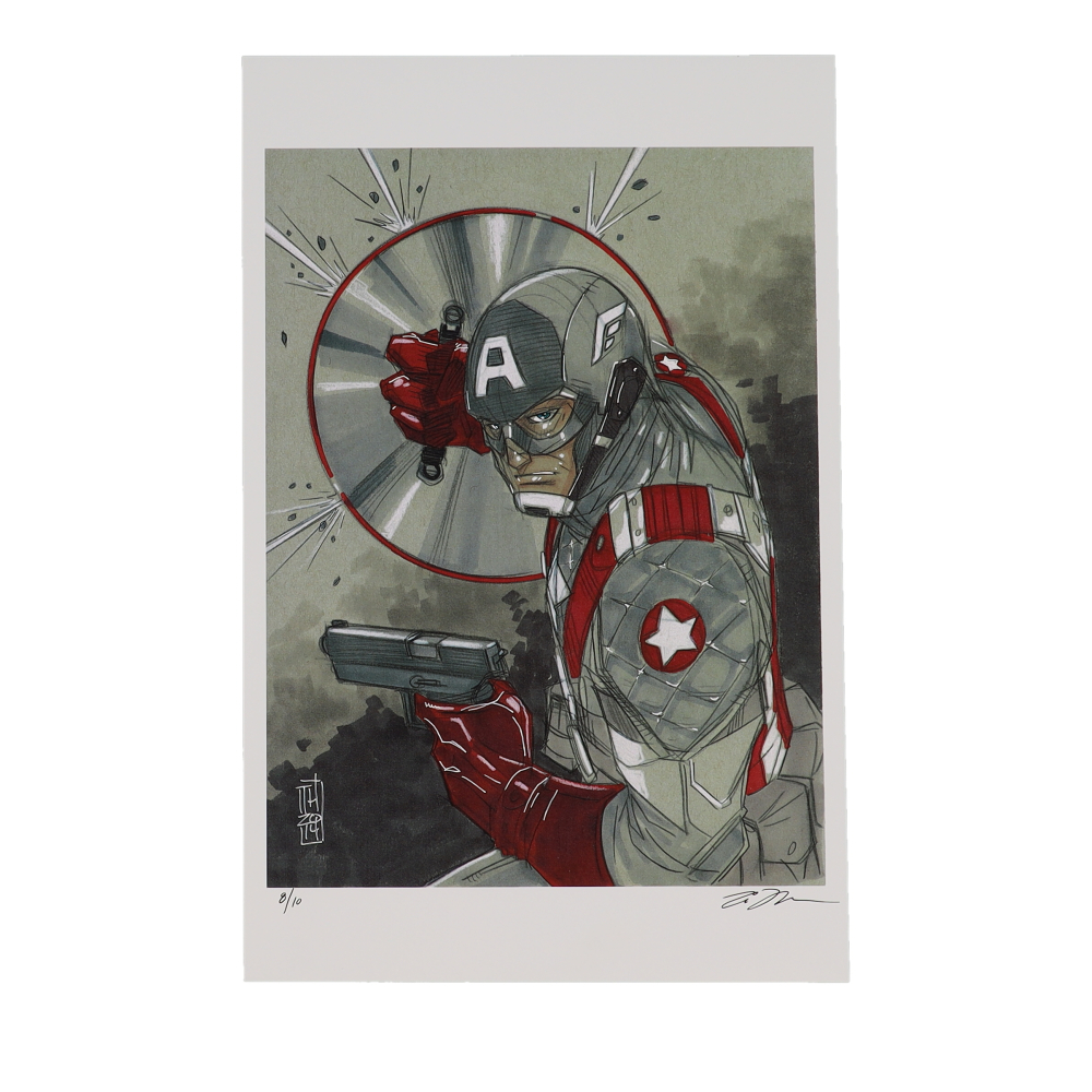 "Captain America" LE 11x17 Lithograph by Renowned Artist Tom Hodges (PA ...