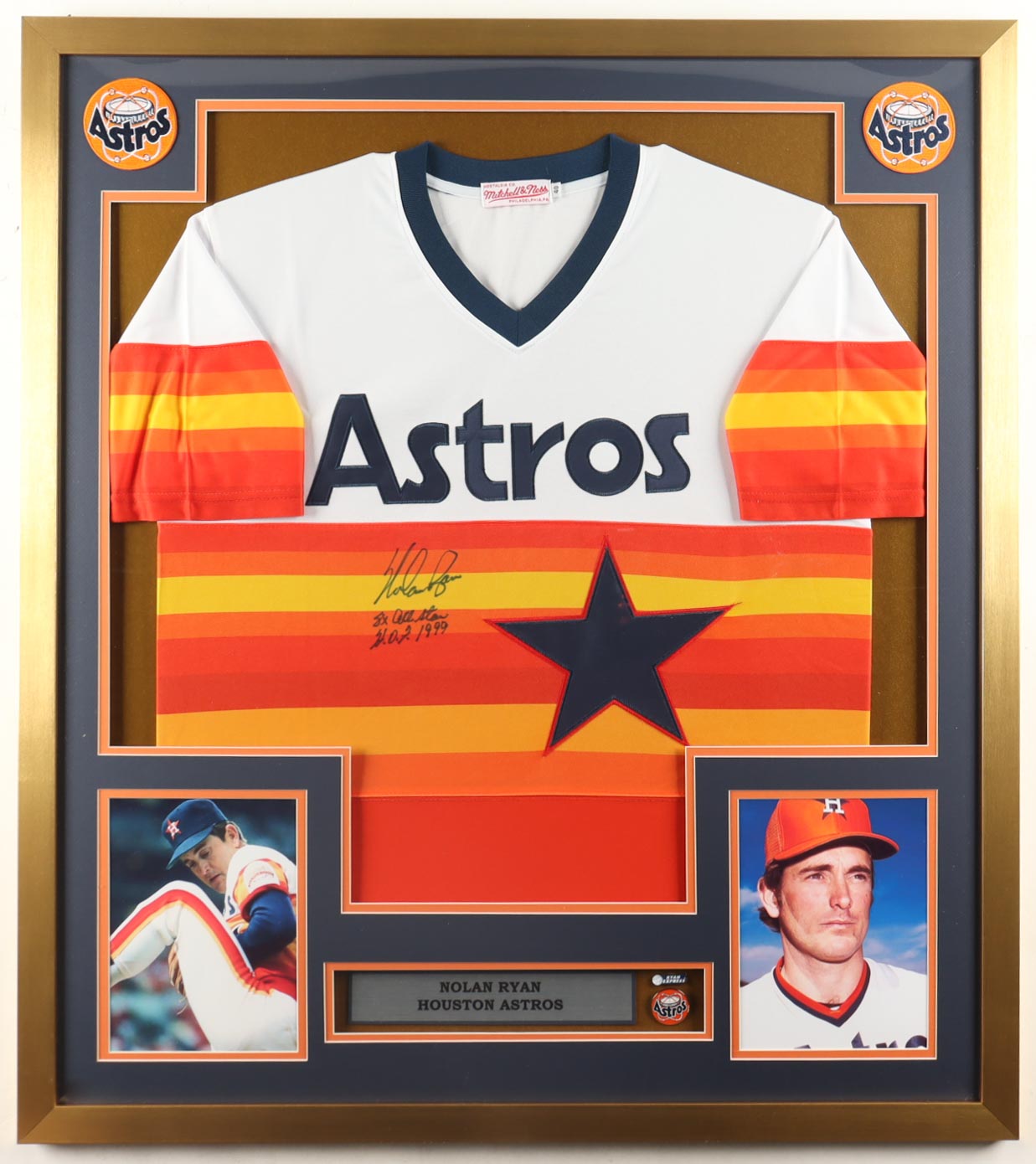 Nolan Ryan Signed Custom Framed Jersey Display With (2) Team & "Ryan ...