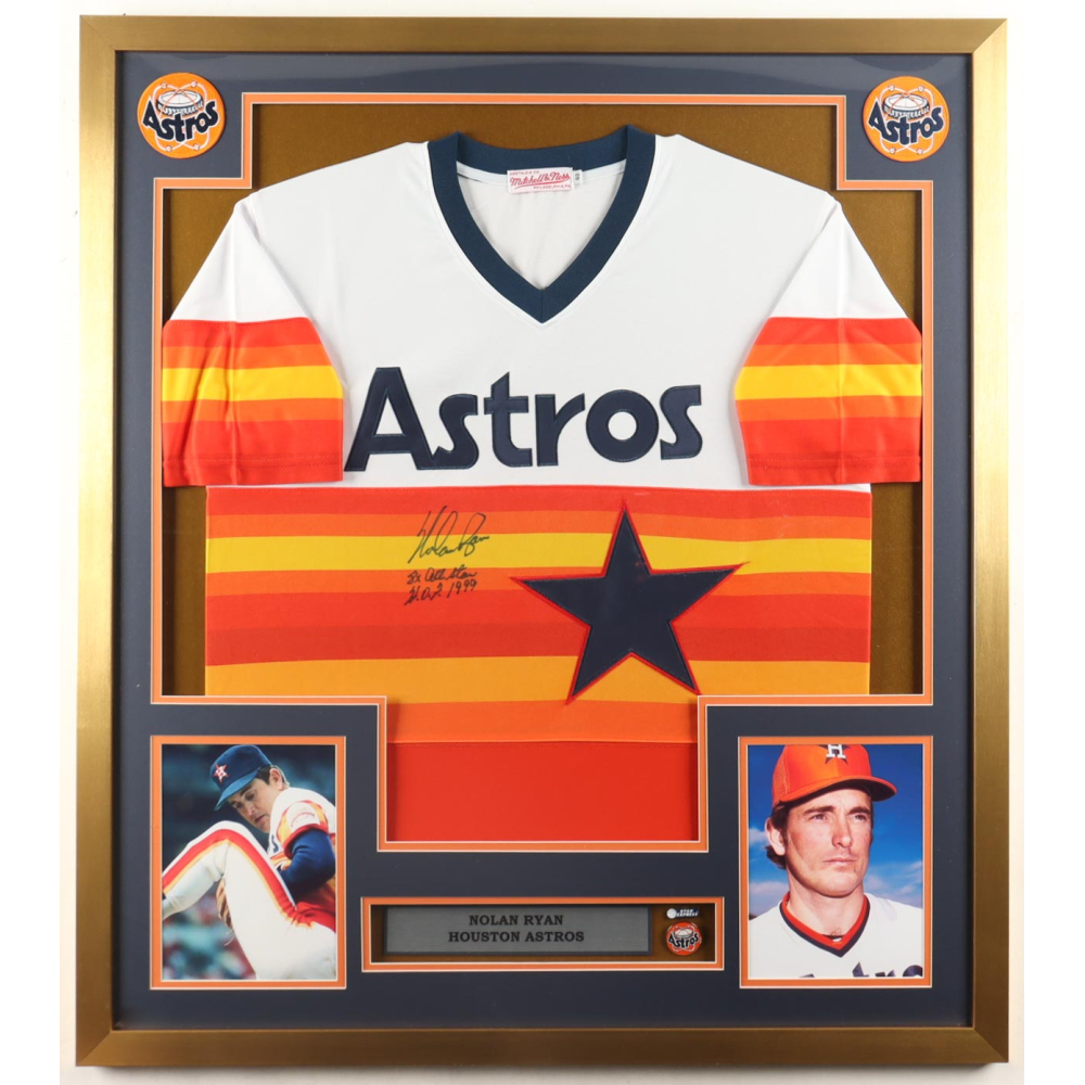 Nolan Ryan Signed Custom Framed Jersey Display With (2) Team & "Ryan ...